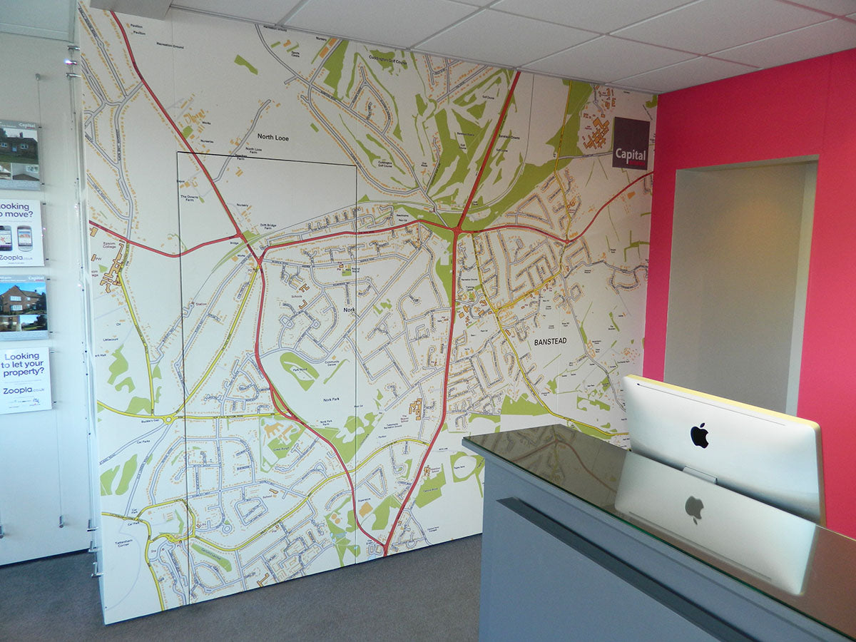 Custom Map Wall Murals for Estate Agents | Printed to Your Dimensions ...